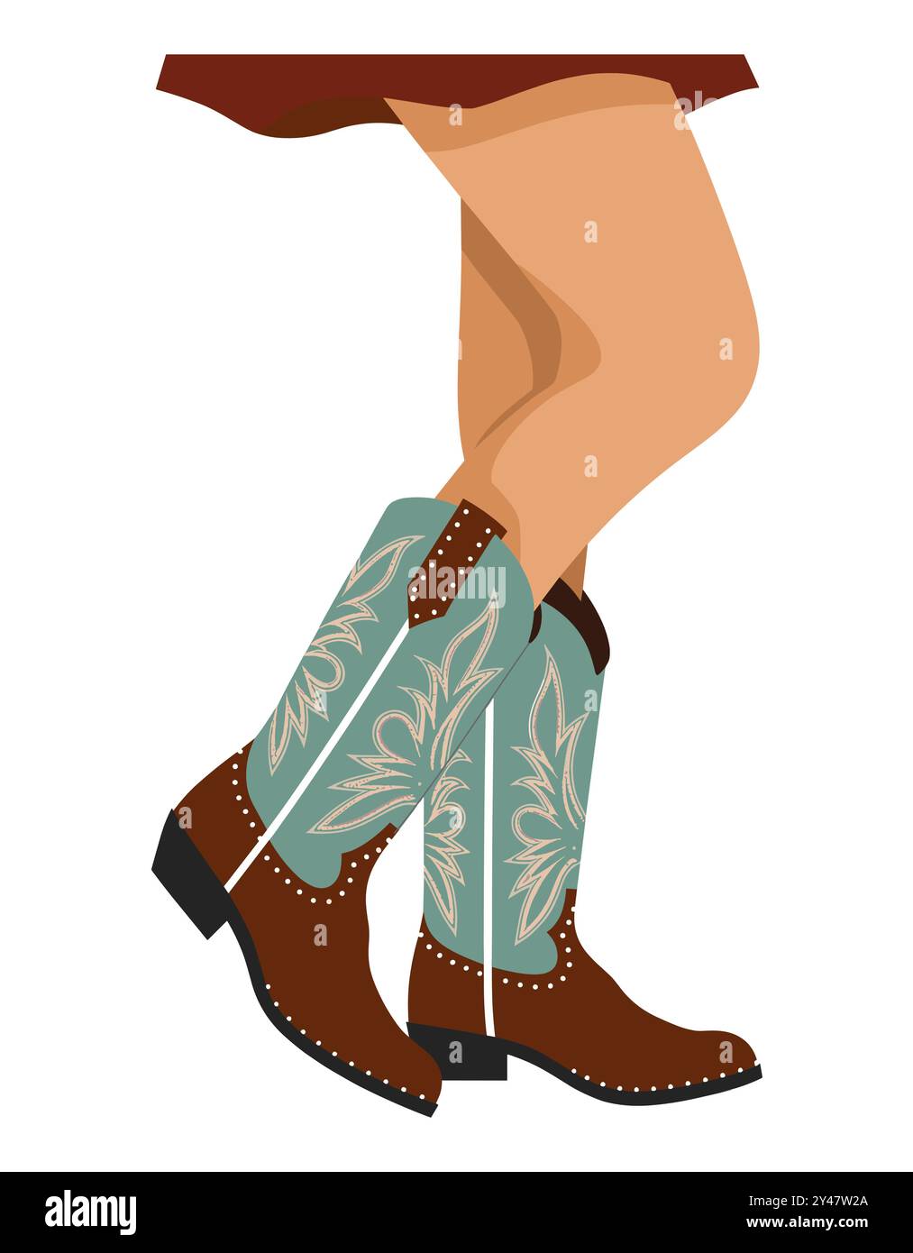Female legs wearing cowgirl boots and skirt Stock Vector Image & Art ...