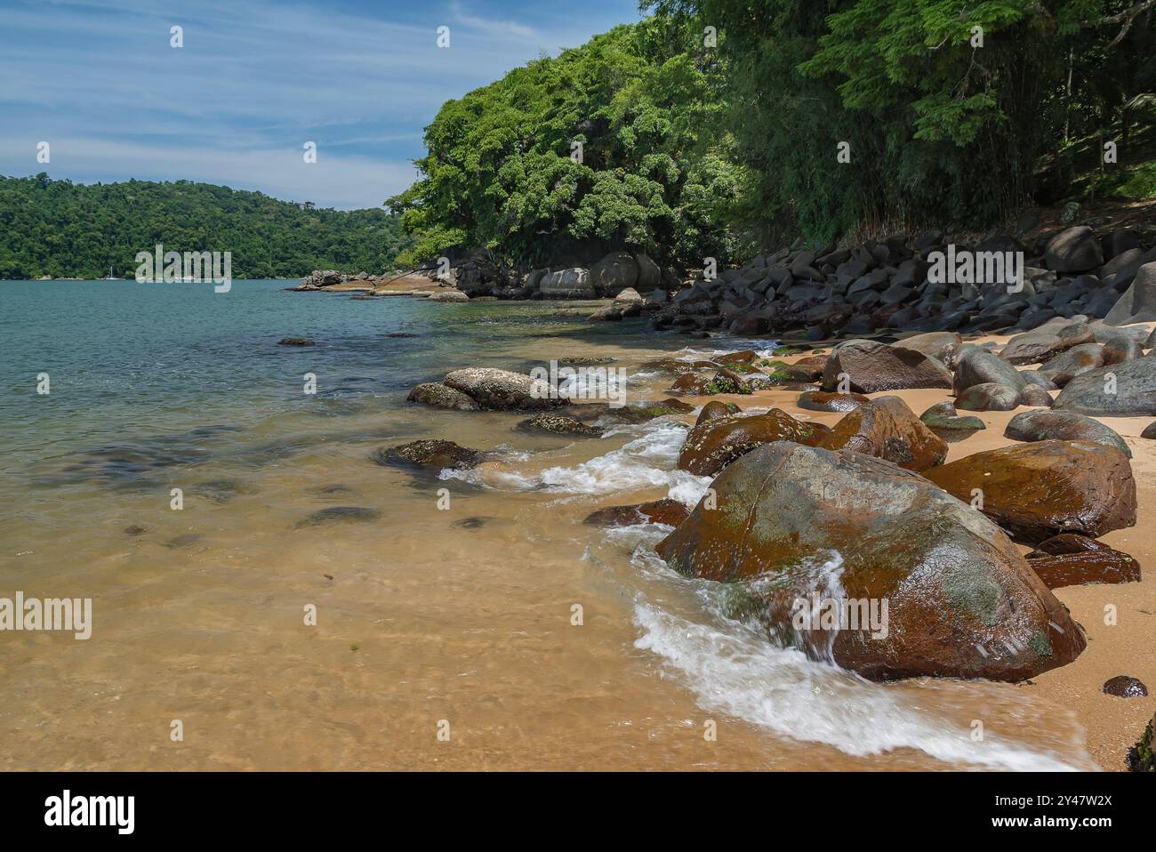 Natural landscape of Prainha in Paraty, Brazil. Sea in shades of ...