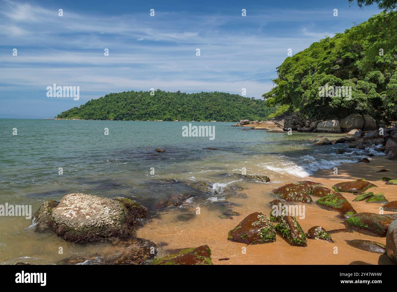 Natural landscape of Prainha in Paraty, Brazil. Sea in shades of ...