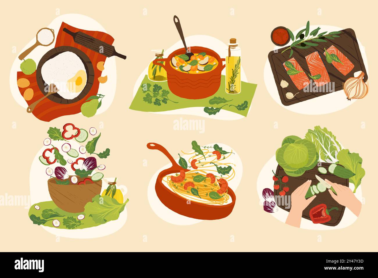 Cook salad bowl pans Stock Vector Images - Alamy