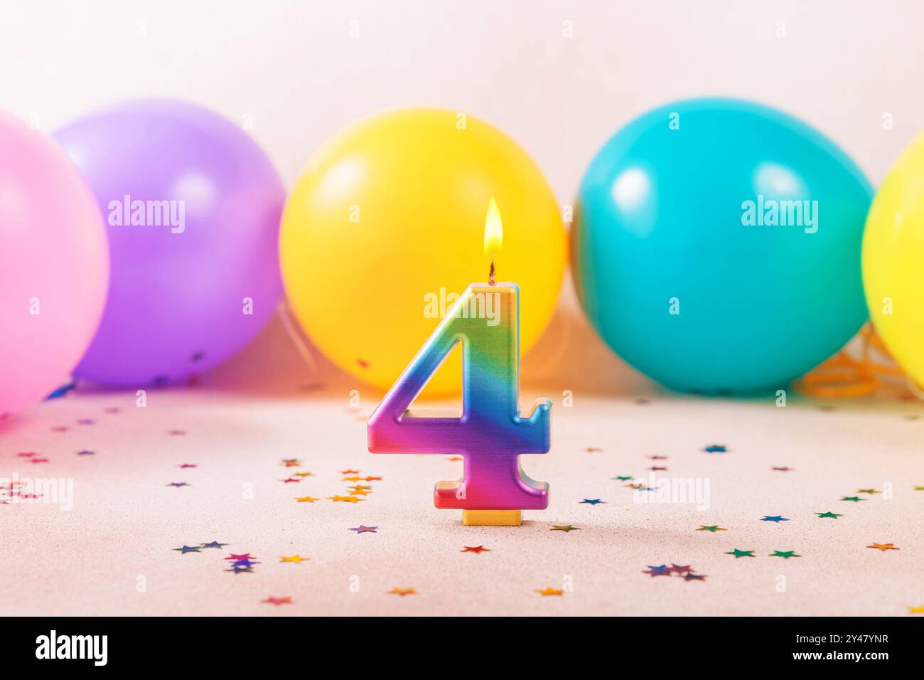 Rainbow Five and Balloons: Celebration Scene Stock Photo - Alamy