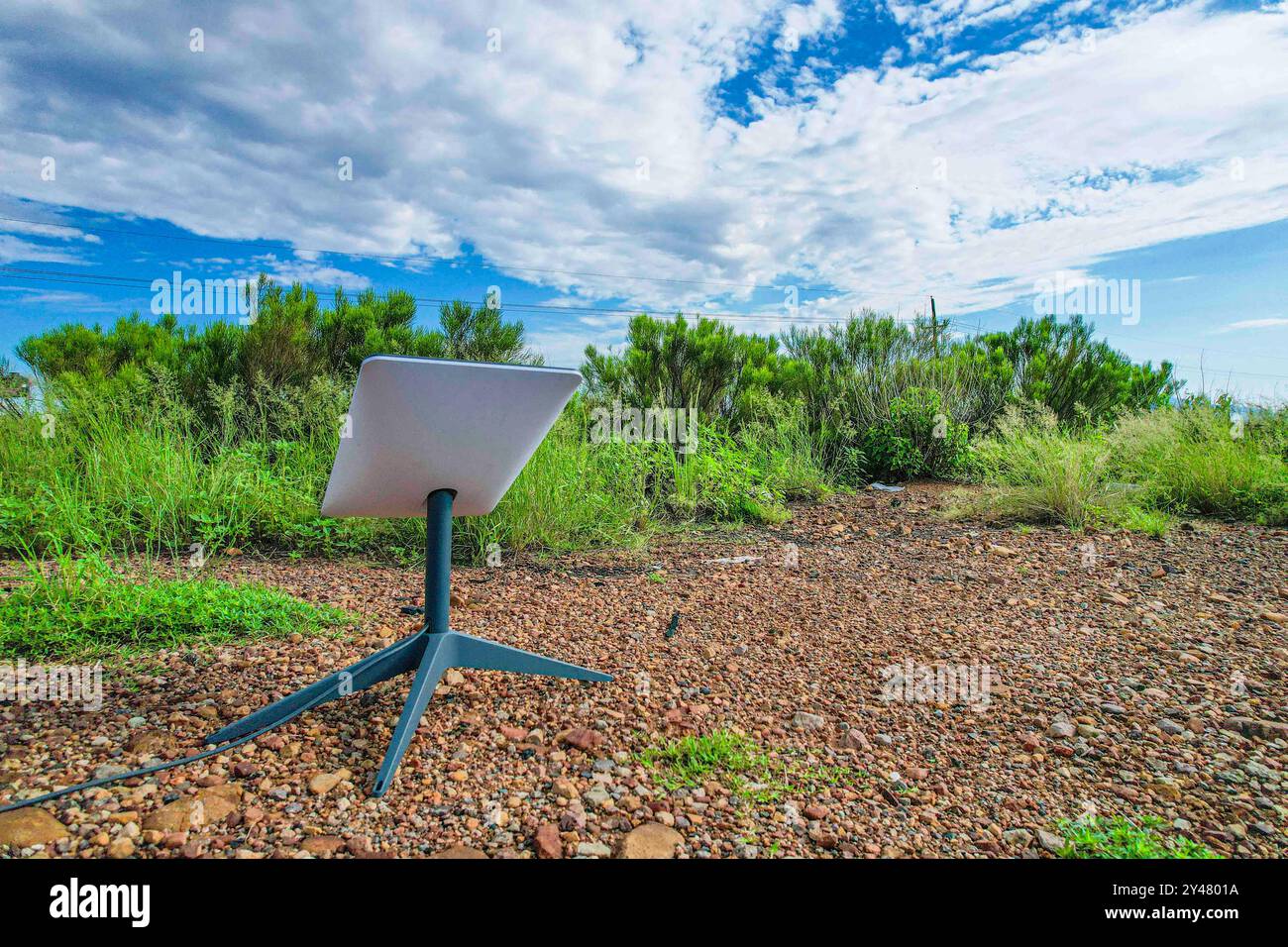 Starlink satellite internet antenna on the ground in the Cananea ...