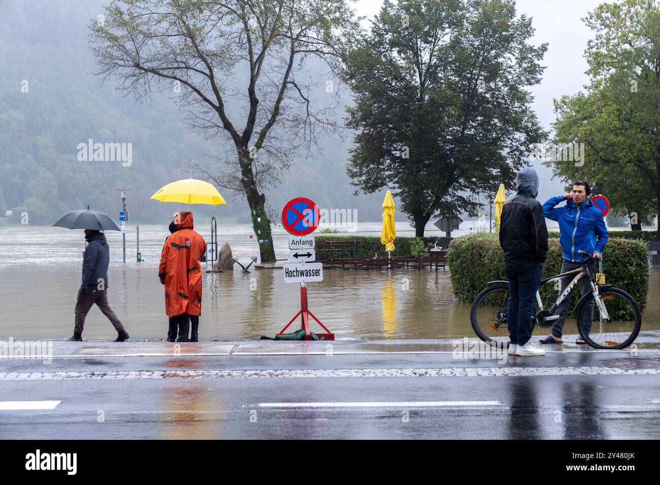 The Danube river overflows its banks after heavy rainfall in Grein in ...