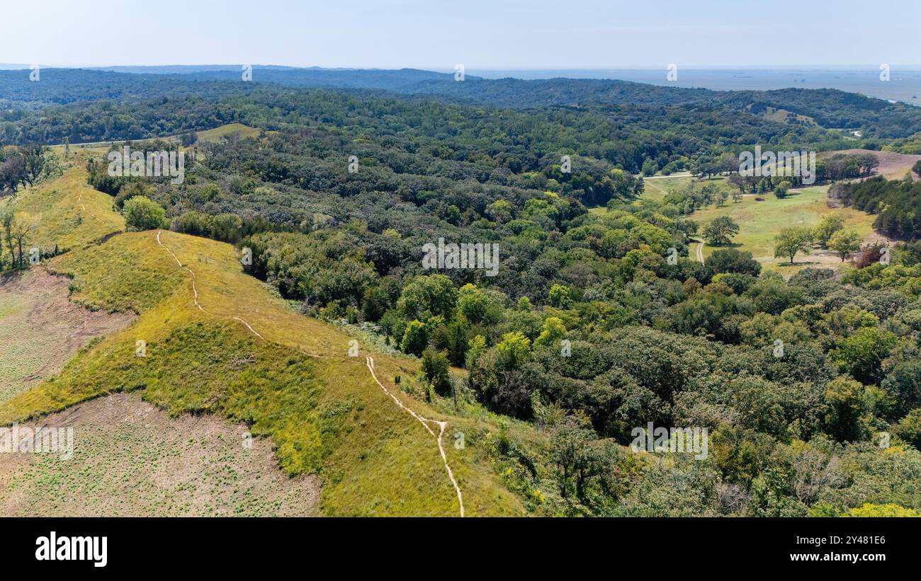 Aerial photograph of the Loess Hills State Forest from the Loess Hills ...