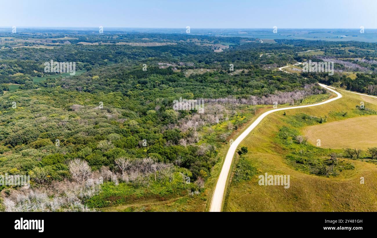 Aerial photograph of the Loess Hills State Forest from the Loess Hills ...