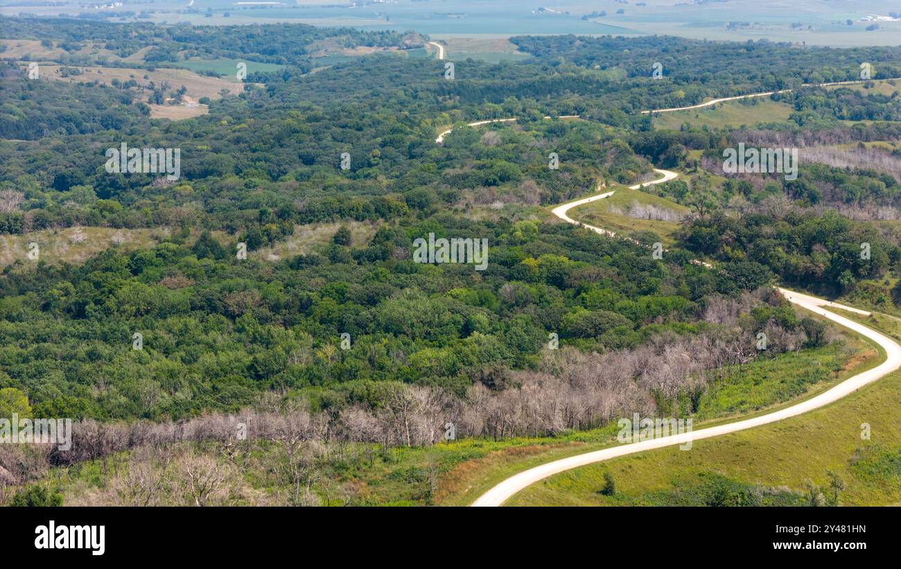 Aerial photograph of the Loess Hills State Forest from the Loess Hills ...