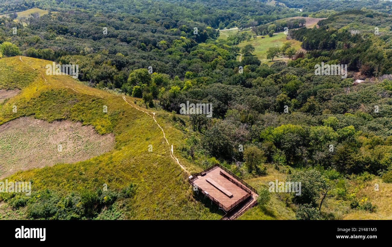 Aerial photograph of the Loess Hills State Forest from the Loess Hills ...