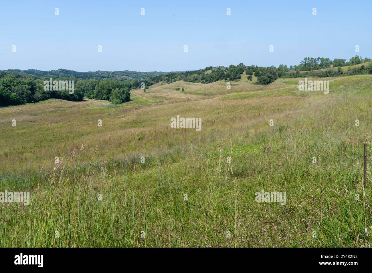 Photograph of the Loess Hills in western Iowa on a hazy summer ...