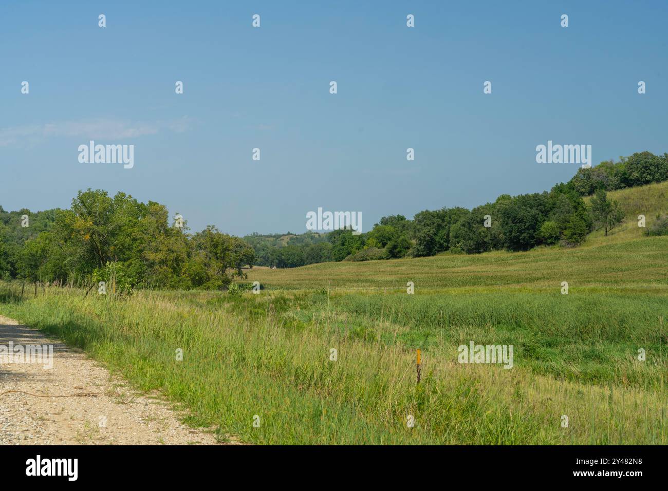 Photograph of the Loess Hills in western Iowa on a hazy summer ...