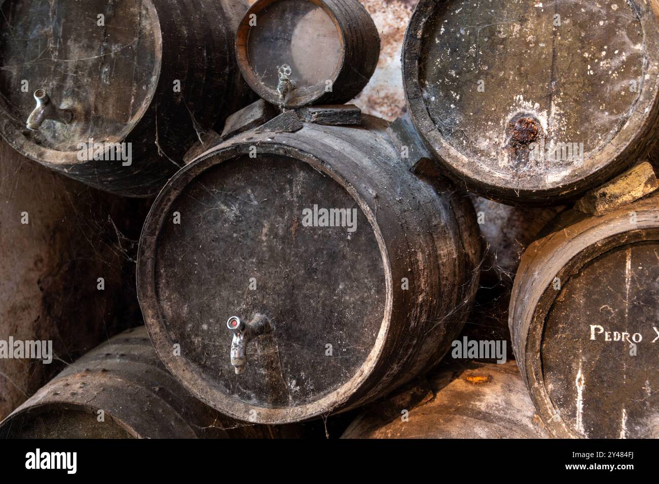 Solera systems in old Andalusian wine cellar, process for aging sherry ...