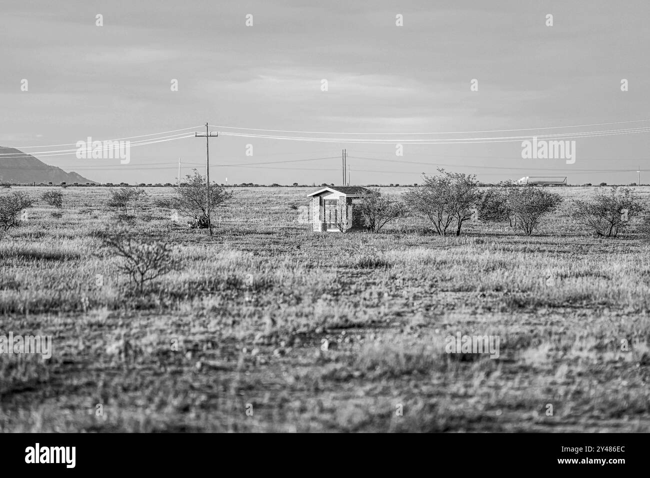 Chapel on the road from Cananea to Agua Prieta, Sonora, among the green ...