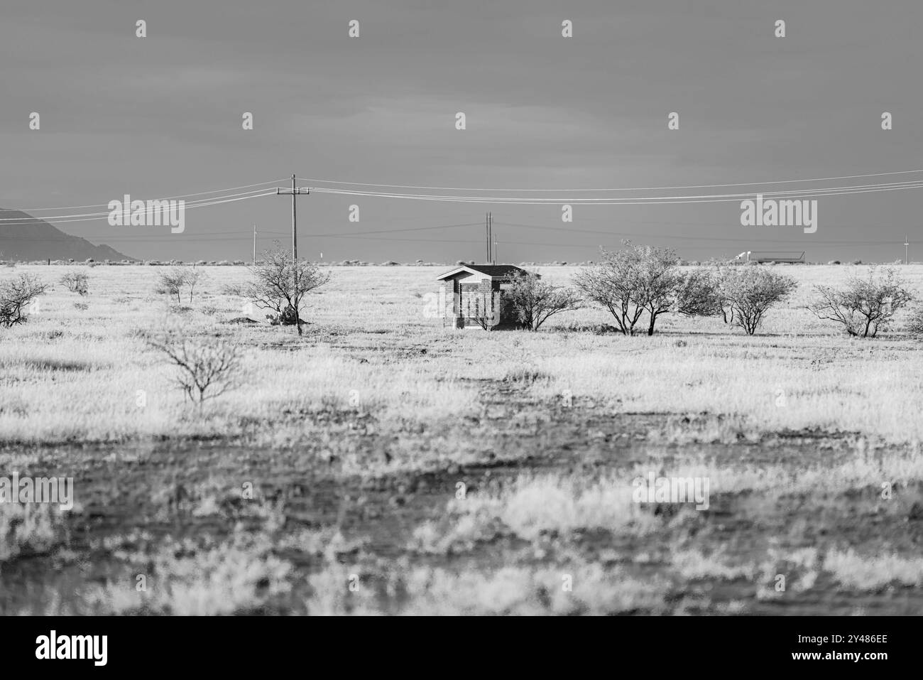 Chapel on the road from Cananea to Agua Prieta, Sonora, among the green ...