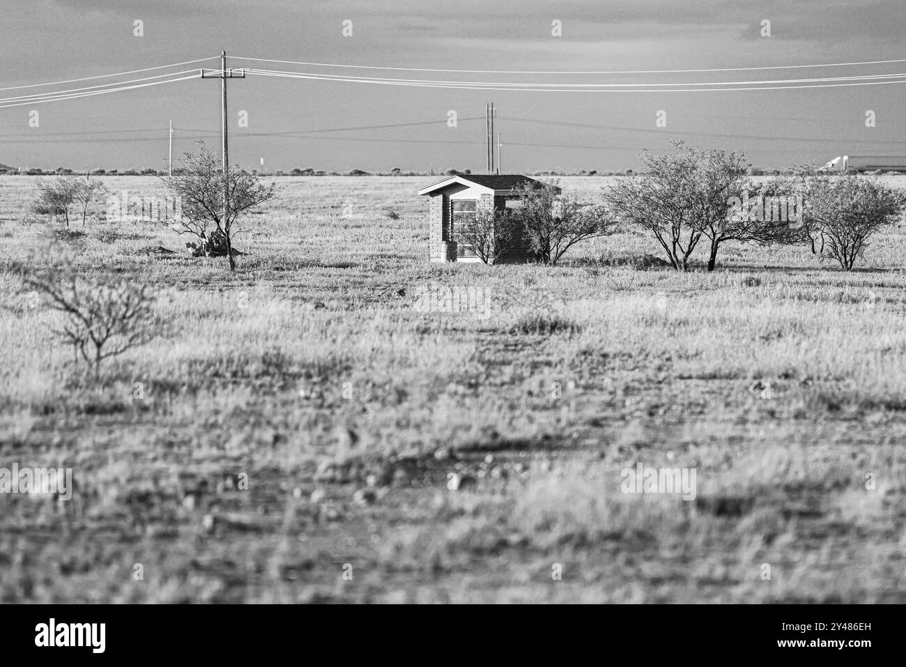 Chapel on the road from Cananea to Agua Prieta, Sonora, among the green ...