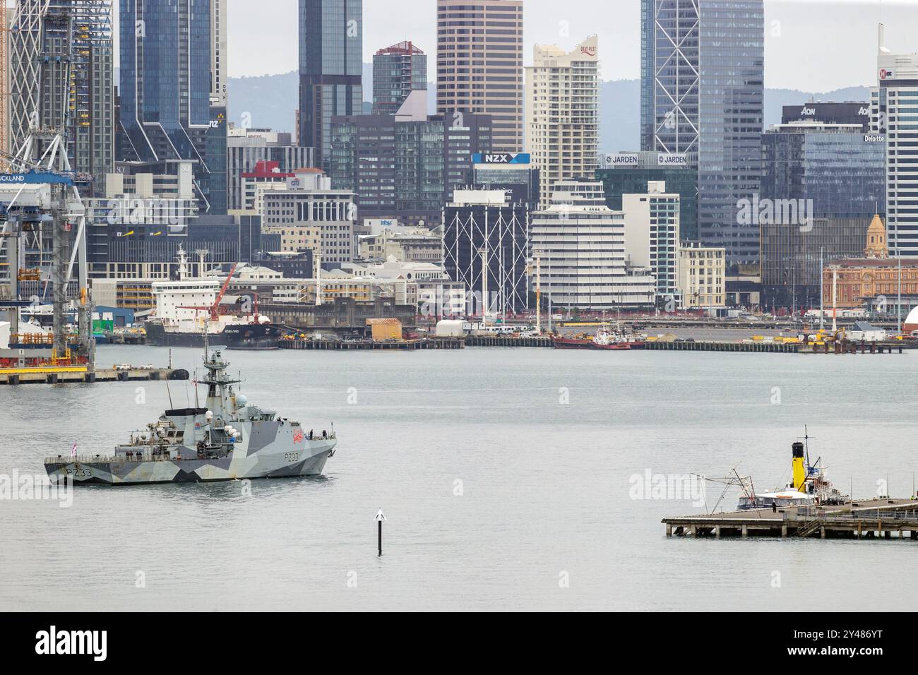 HMS Tamar, a Batch 2 River-class offshore patrol vessel of the Royal ...