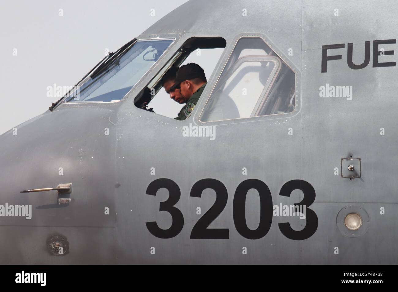 Mexican Air Force pilots prepare before flying military planes during ...