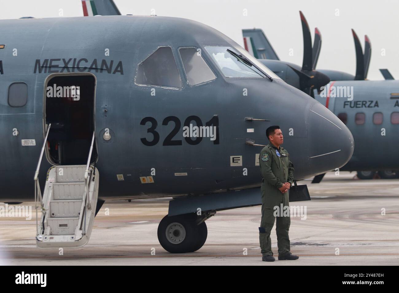 Mexican Air Force pilots prepare before flying military planes during ...