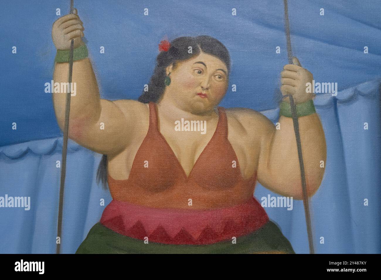 Detail of "Circus woman on the trapeze" by Fernando Botero in "Fernando ...
