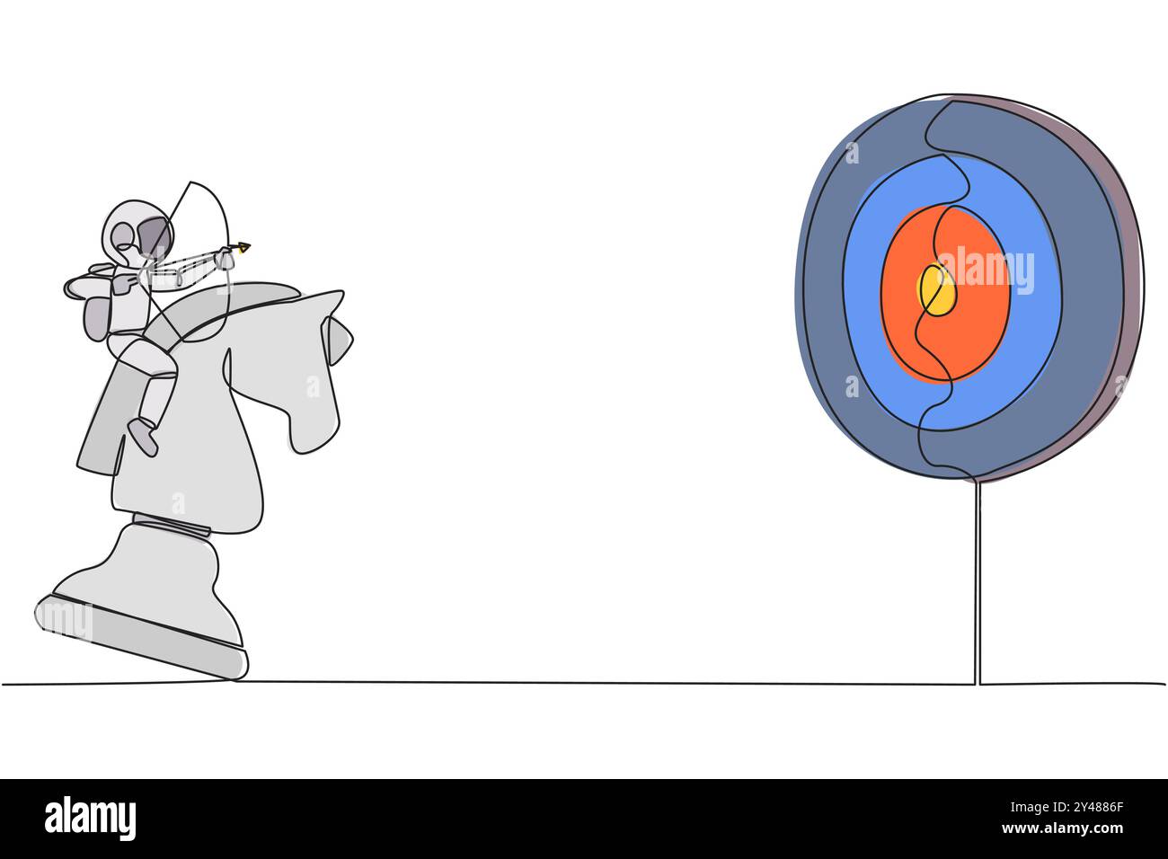 Single continuous line drawing young energetic astronaut holding ...