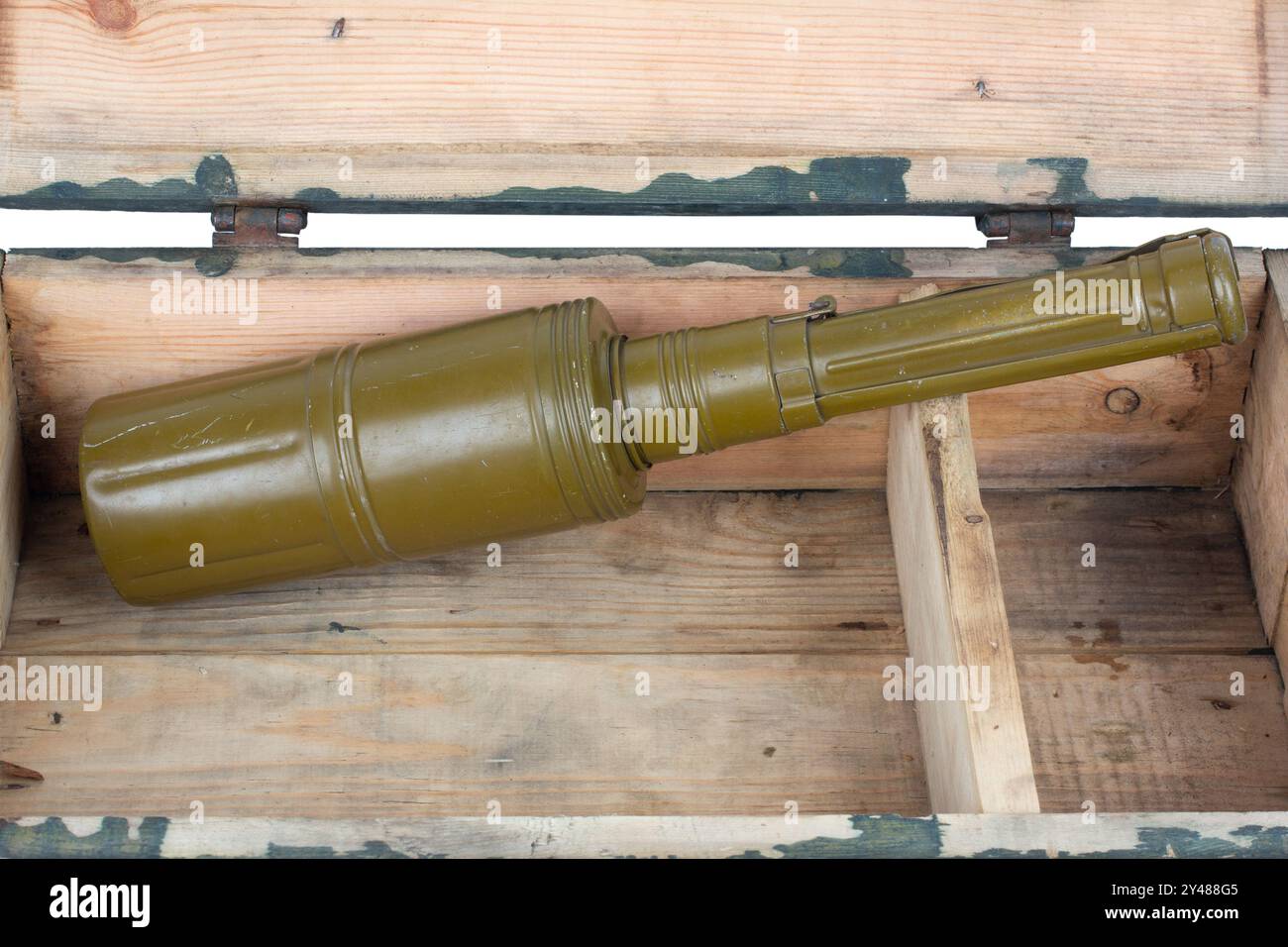 RKG-3 Soviet anti-tank handheld shaped-charge grenade in wooden ammo ...