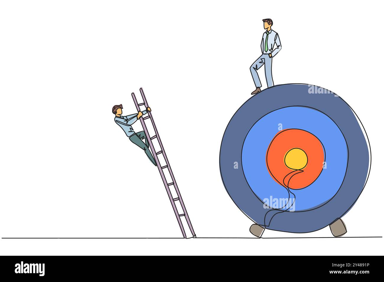 Single continuous line drawing businessman kicks colleague who is ...