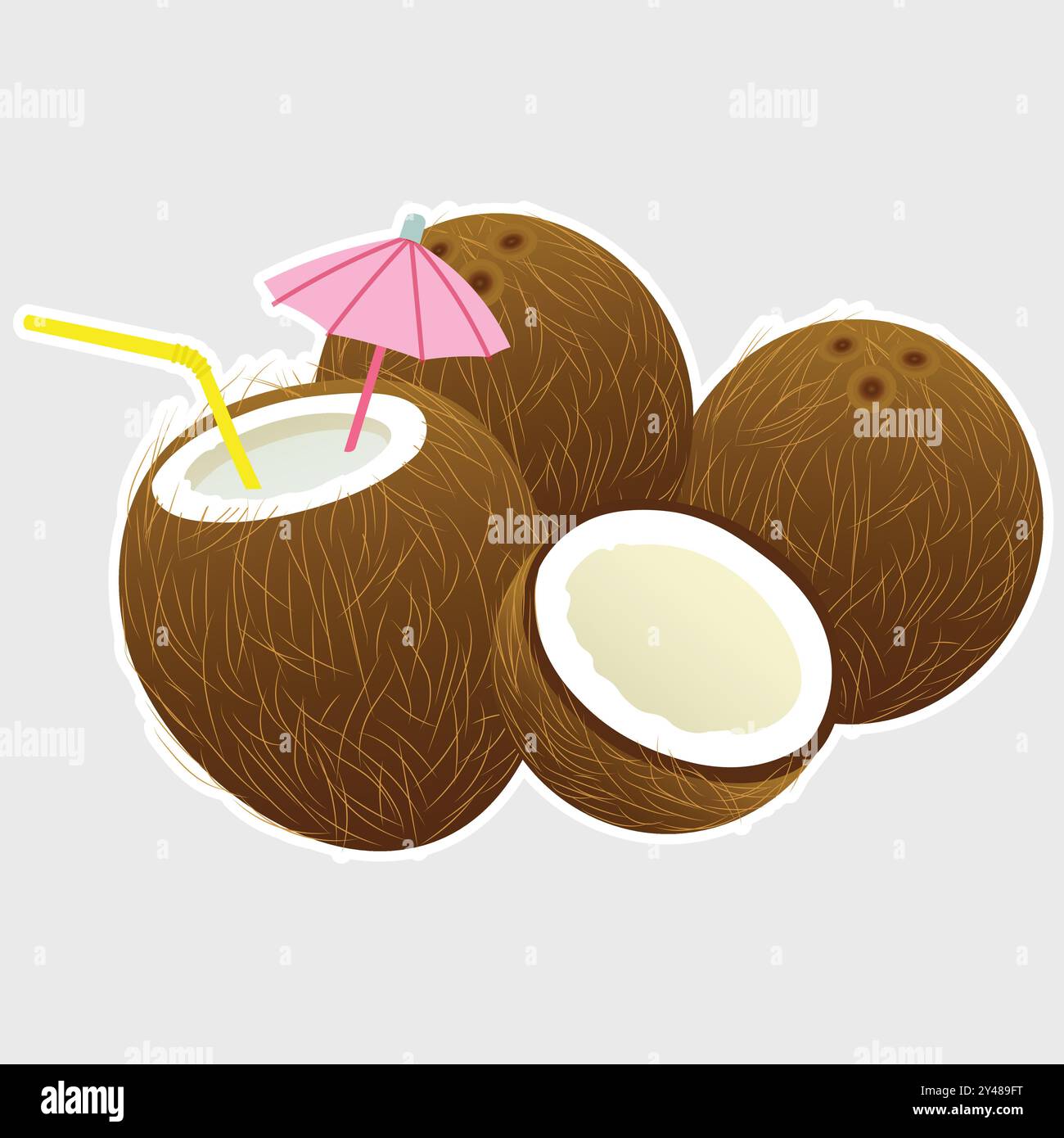 Coconut. Coconut hand-drawn illustration. Vector doodle cartoon ...