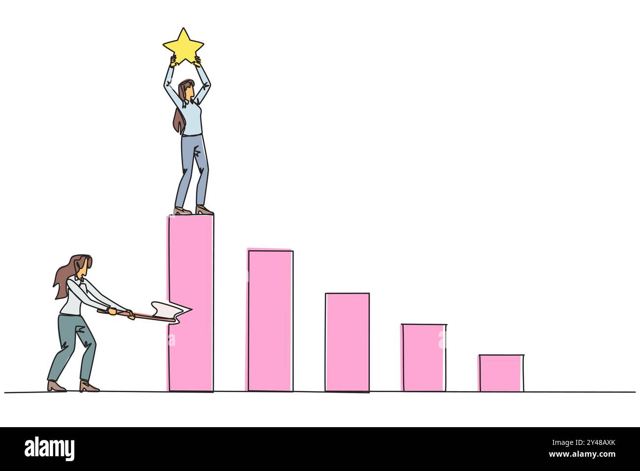 Continuous one line drawing businesswoman achieves the highest honors ...