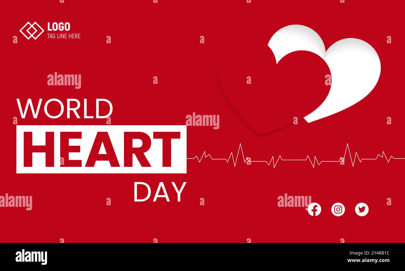 World Heart Day social media post design with paper cut heart effect ...