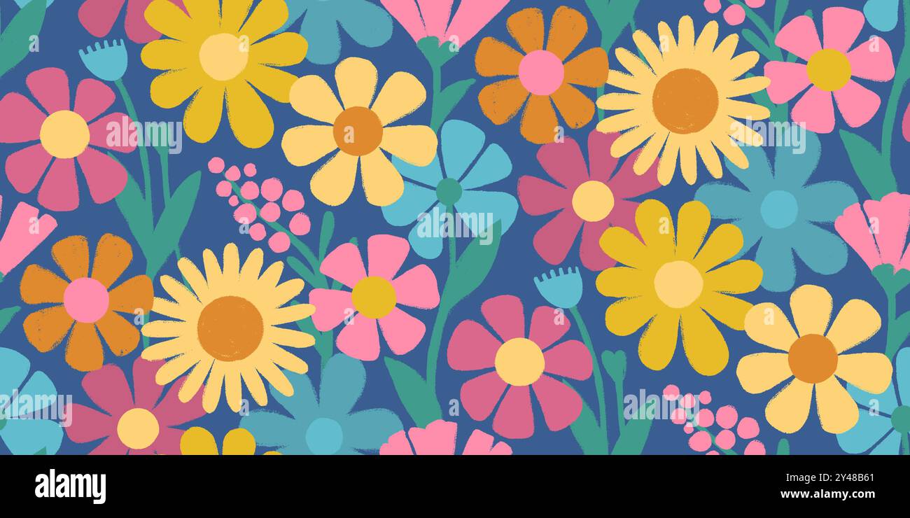 Playful pattern of stylized flowers in hi-res stock photography and ...
