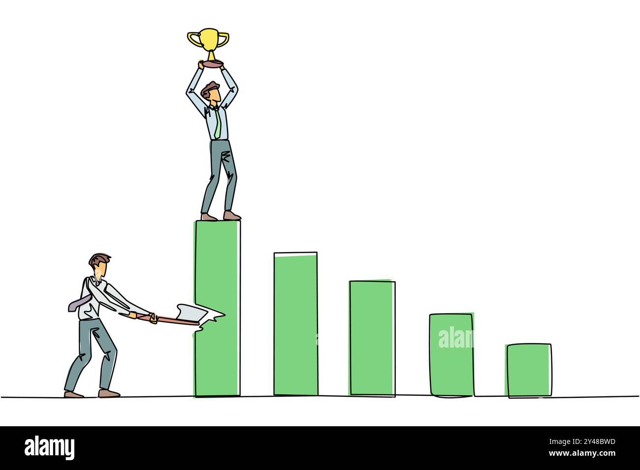 Single one line drawing businessman achieves the highest honors. The ...