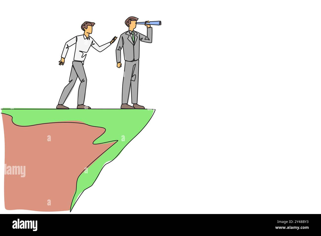 Continuous one line drawing businessman monitoring something at the ...