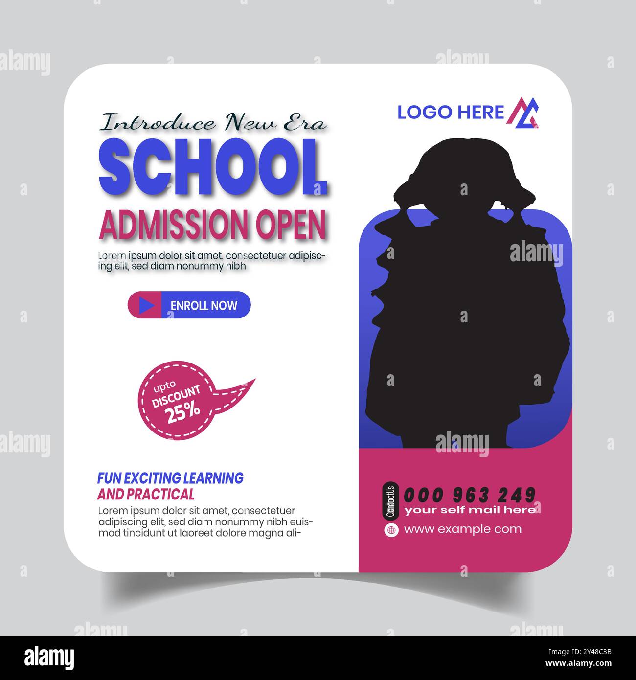 Innovative School Advertisement Social Media Post Design Layout Stock ...
