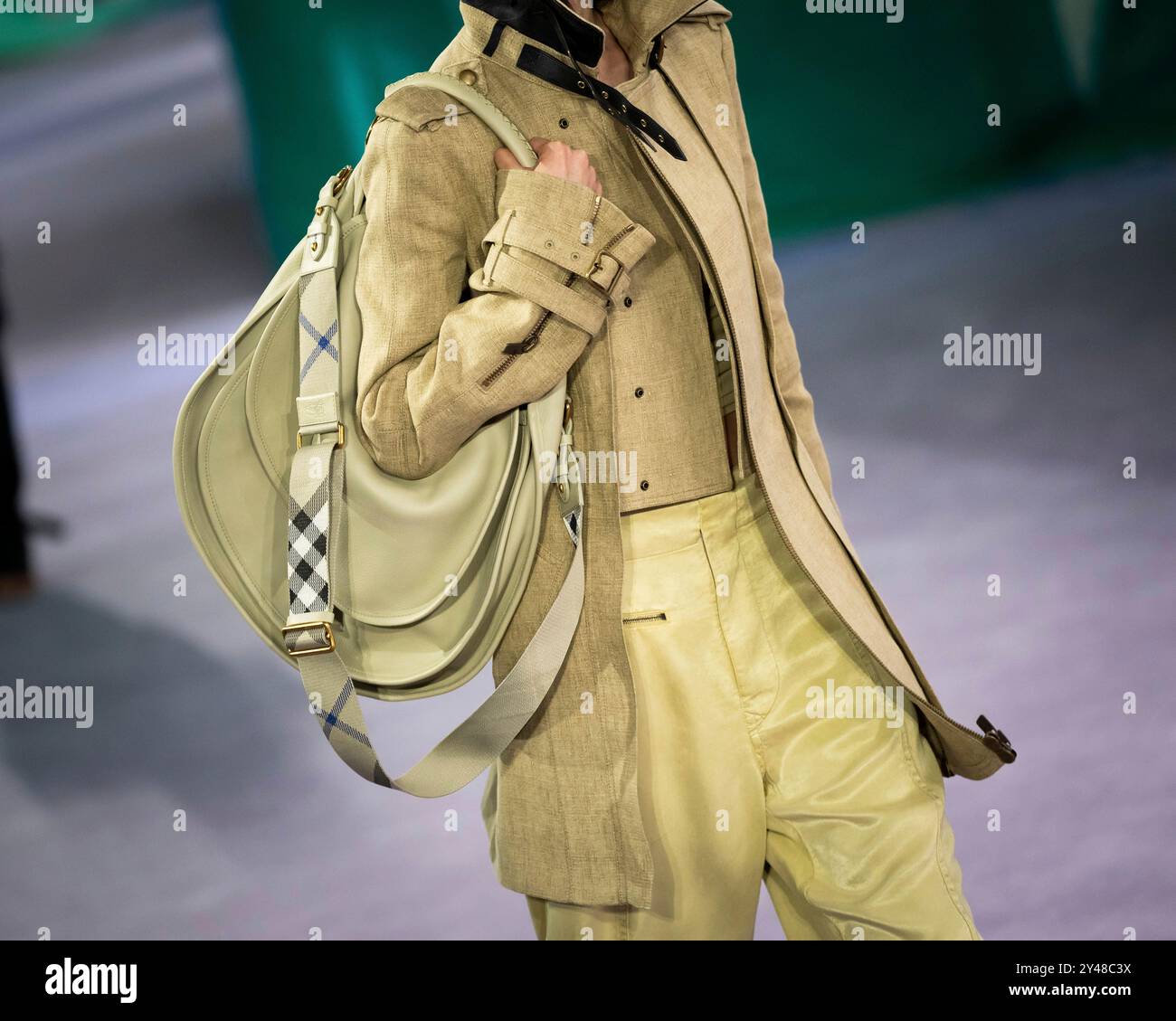 A model wears a creation for the Burberry Spring Summer 2025 fashion ...