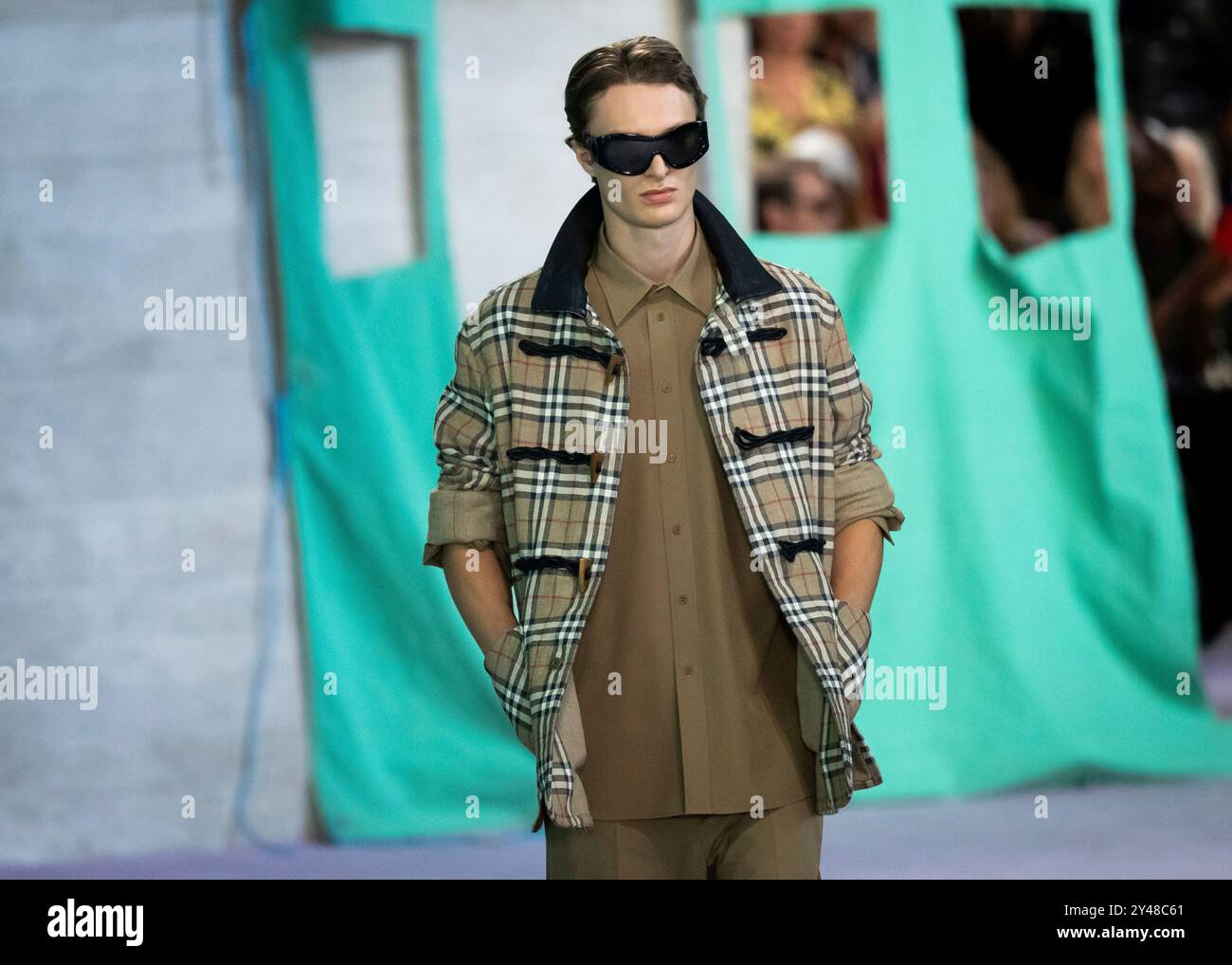 A model wears a creation for the Burberry Spring Summer 2025 fashion ...