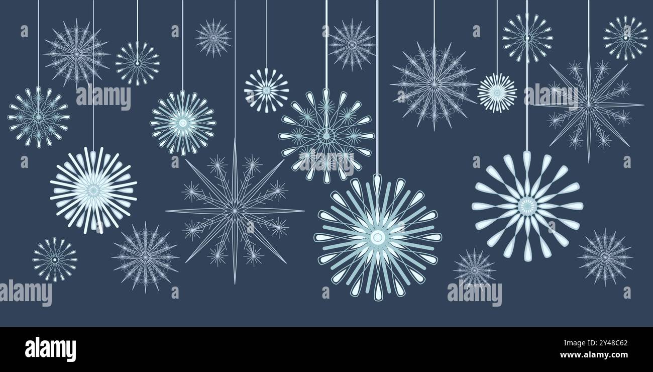 Banner with snowflakes, decoration for Christmas and new year. Vector ...