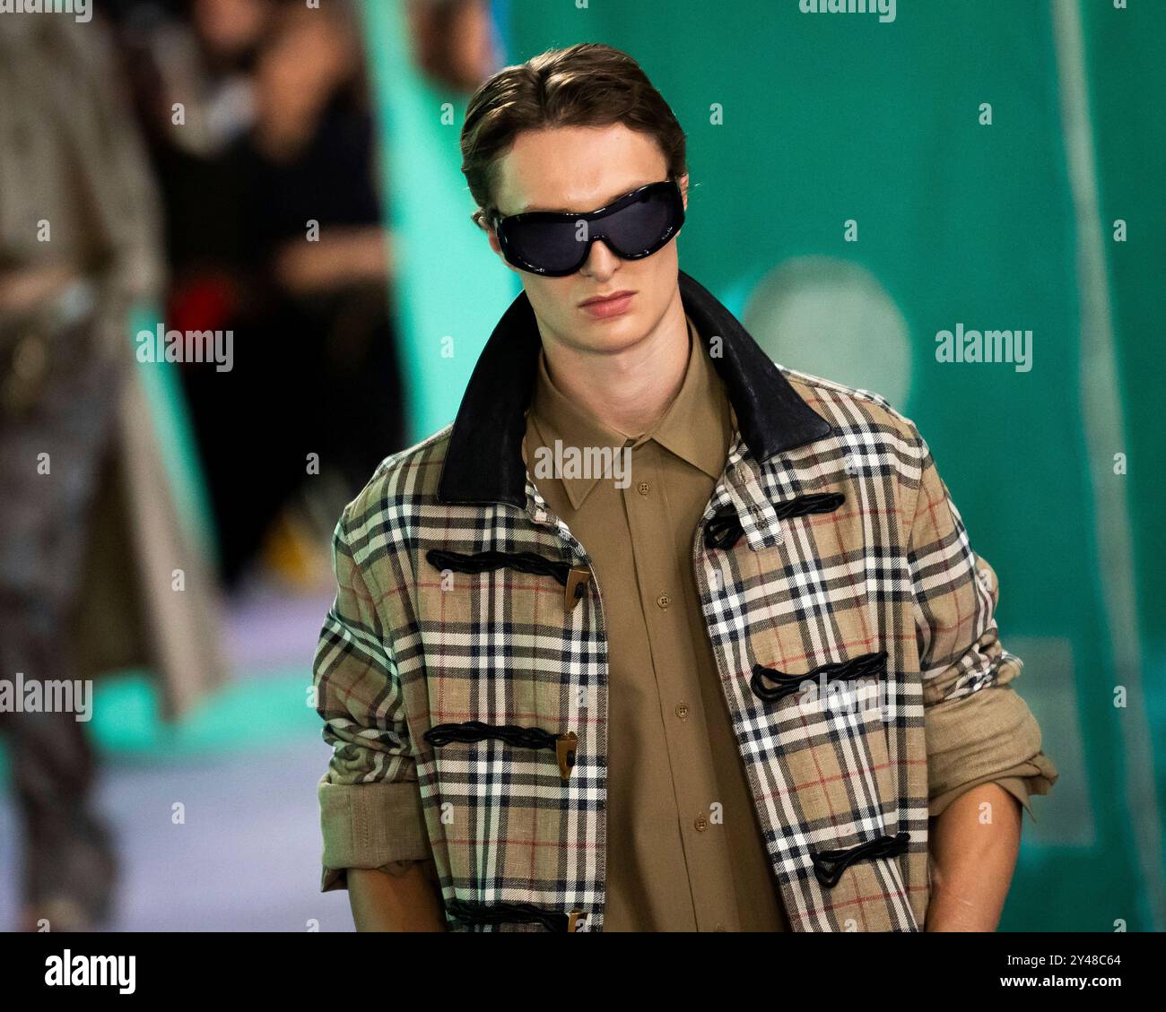 A model wears a creation for the Burberry Spring Summer 2025 fashion ...