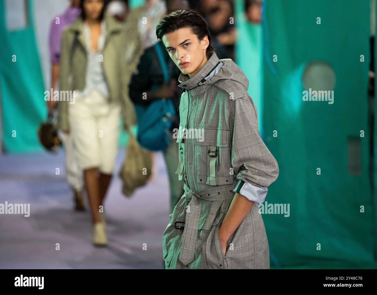 A model wears a creation for the Burberry Spring Summer 2025 fashion ...