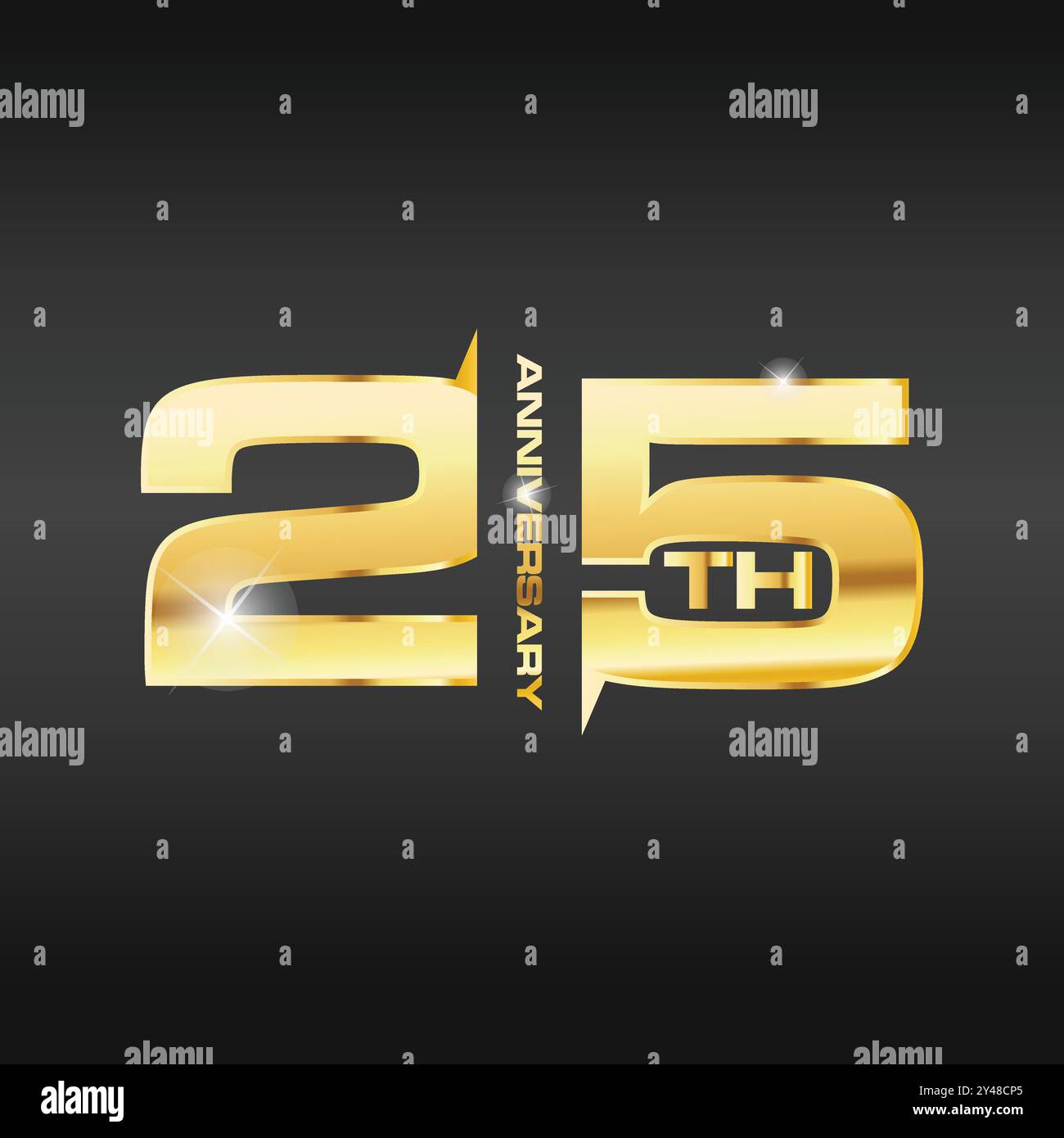 Gold 25 Years anniversary celebration template design isolated in a ...