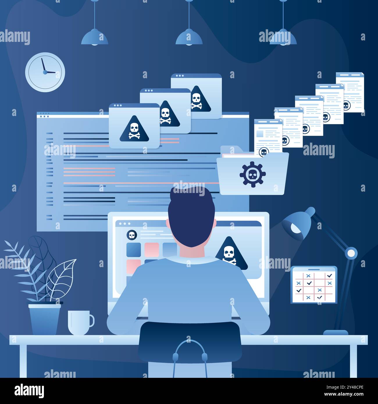 Man Writes Data Stock Vector Images Alamy