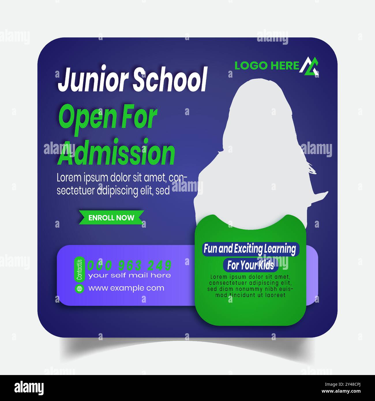 New School Advertisement Social Media Post Design Stock Vector Image ...