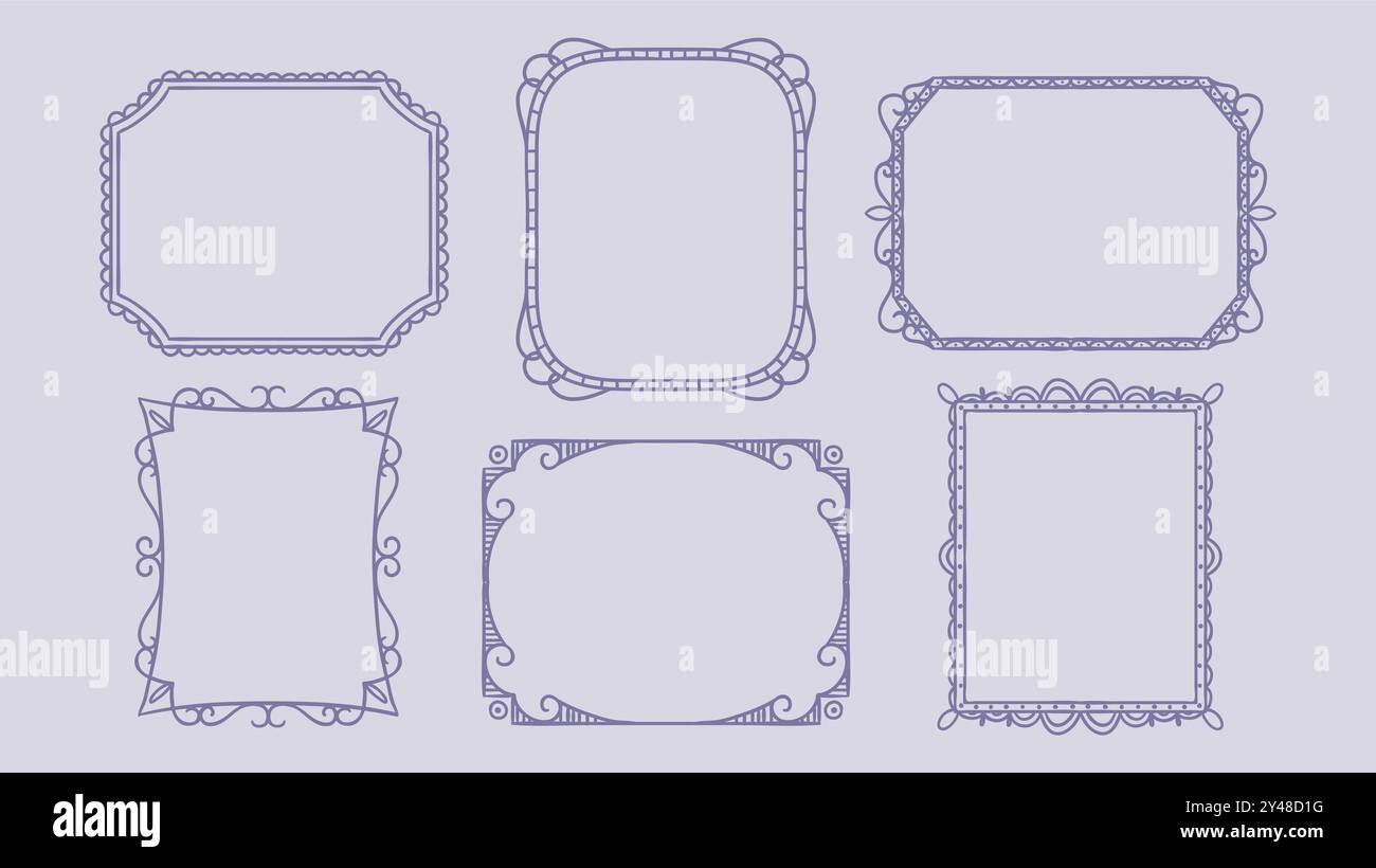 Cute decorative frame collection. Vintage style. Hand-drawn frame set ... Cute decorative frame collection. Vintage style. Hand-drawn frame set ...