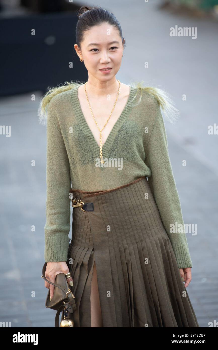 London, UK. 16 Sep, 2024. Pictured: Model He Cong attends Burberry's ...