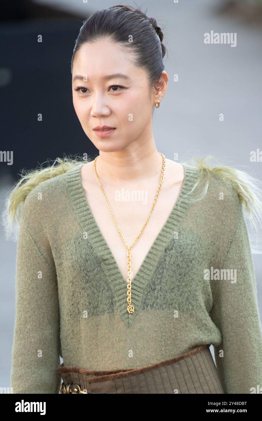 London, UK. 16 Sep, 2024. Pictured: Model He Cong attends Burberry's ...