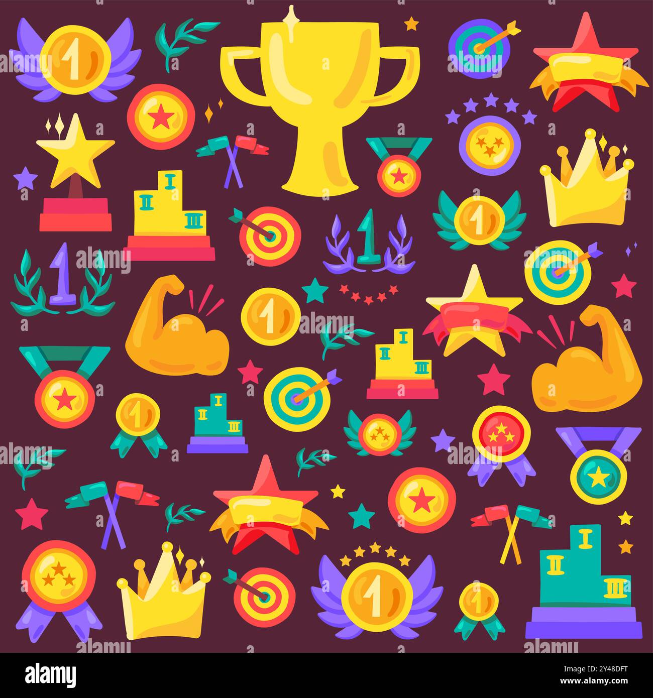 Vector square banner with sport elements, such as an award ribbon with ...