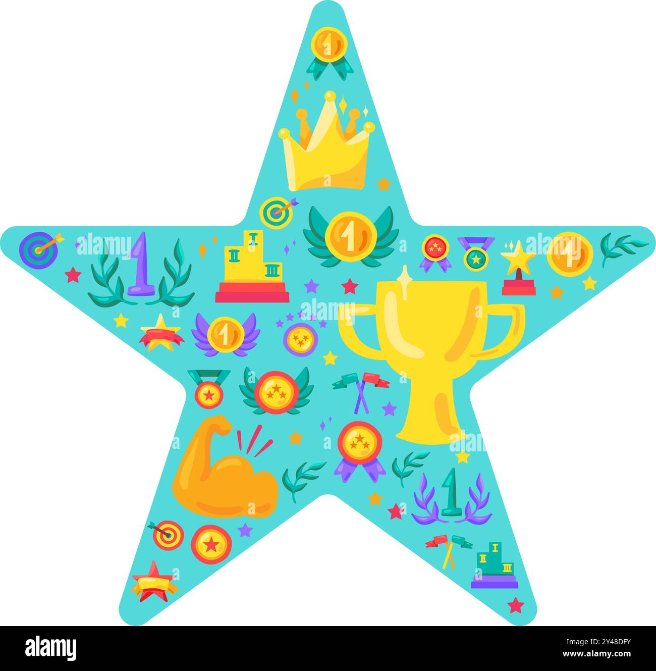 Vector banner in a shape of a star with sport elements, such as an ...