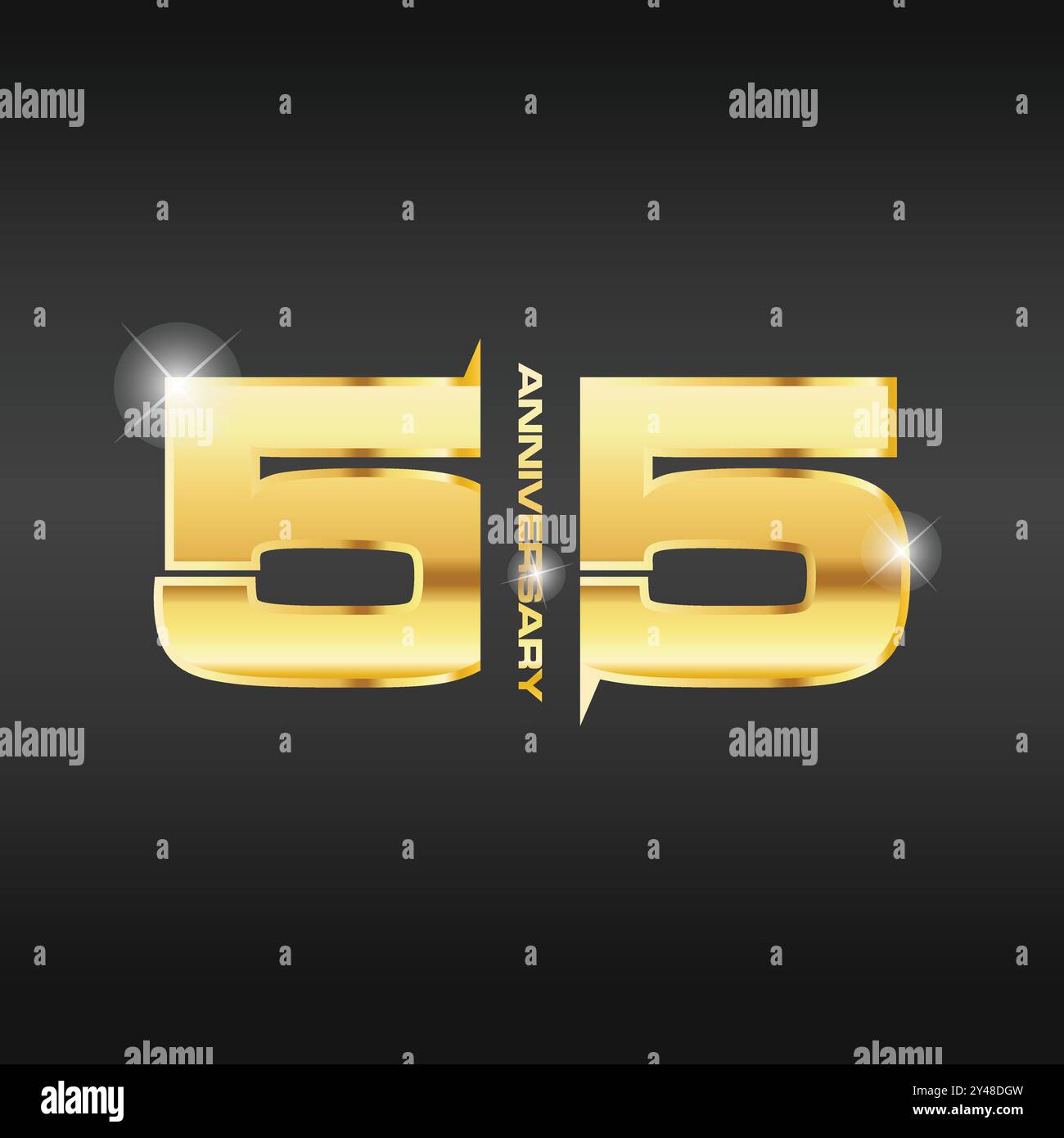 Gold 55 Years anniversary celebration template design isolated in a ...