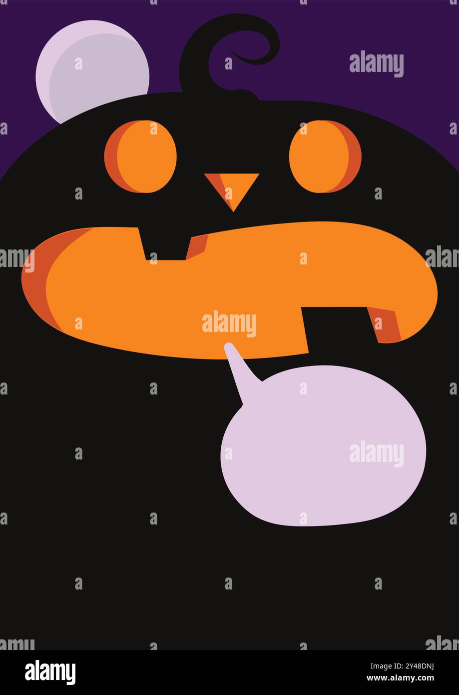 Cartoon-style neon pumpkin poster template with spooky theme. Ideal for ...