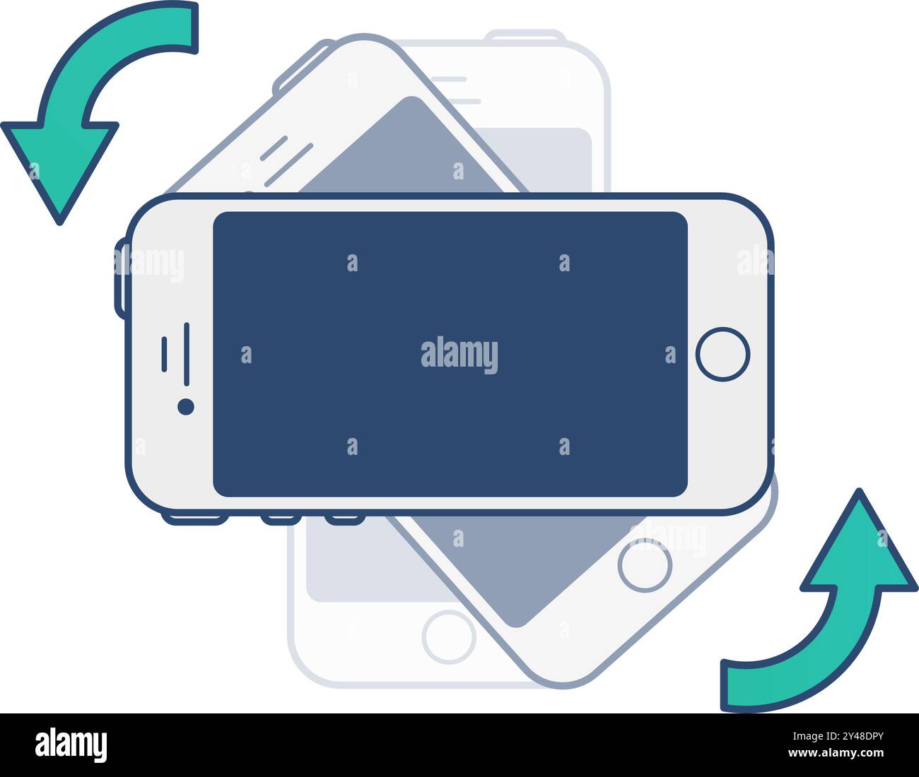 Rotate Your Phone vector Illustration in a flat style. Instruction of ...