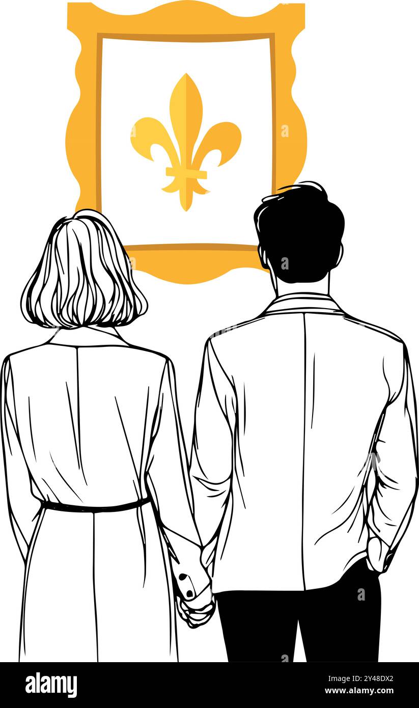 French people in art gallery in line art style Stock Vector Image & Art ...