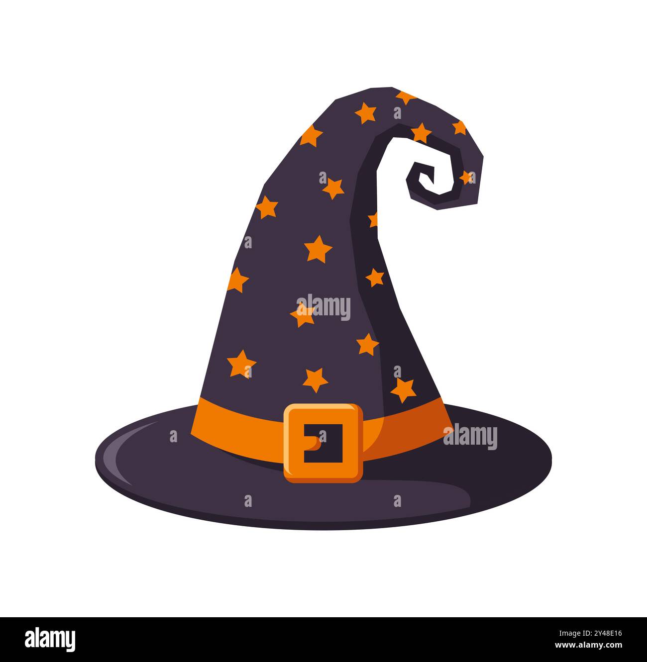 Halloween witch hat with star pattern on it, isolated on white ...