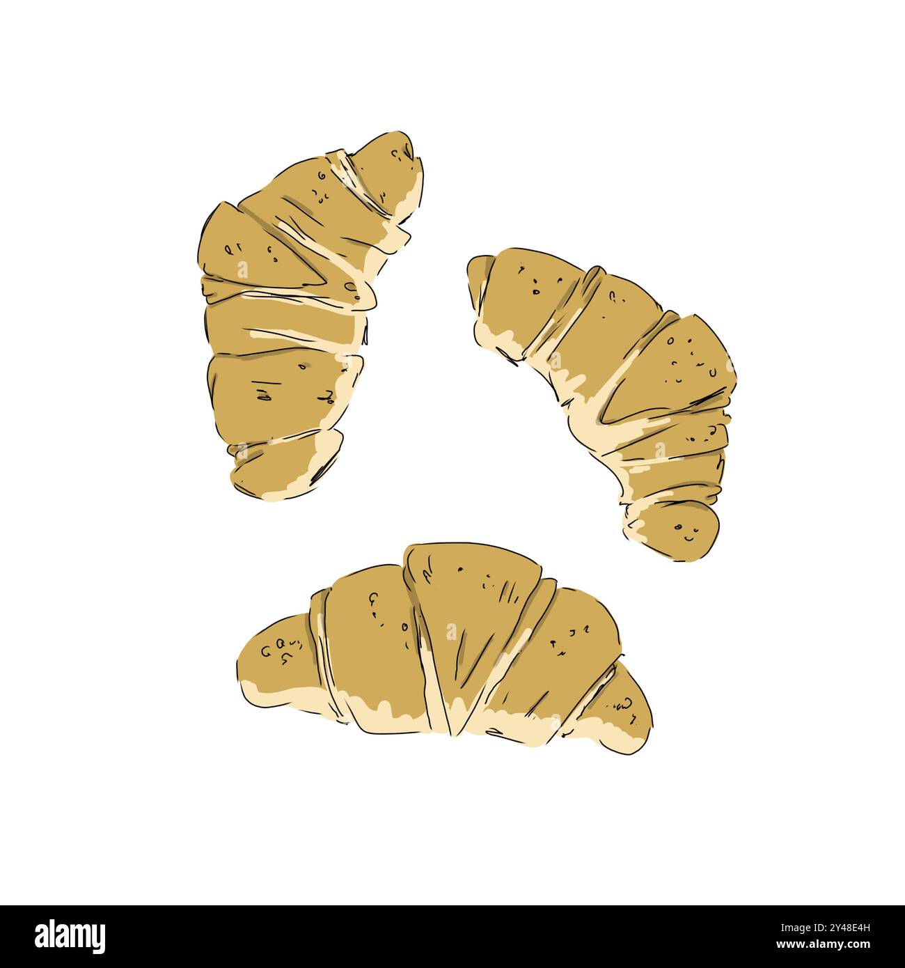 Croissant food baking color illustration Stock Photo - Alamy